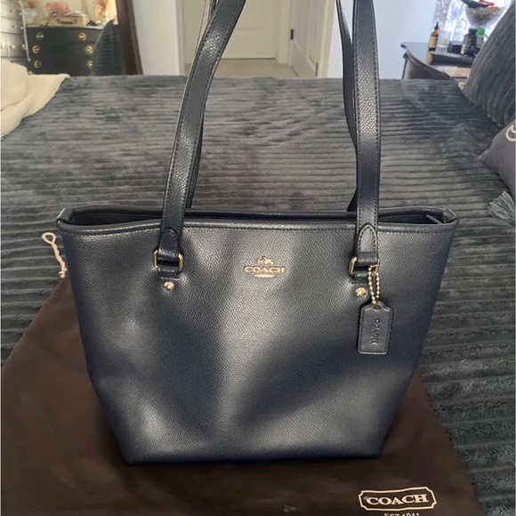 Coach | Bags | Coach Midnight Blue Leather Tote | Poshmark